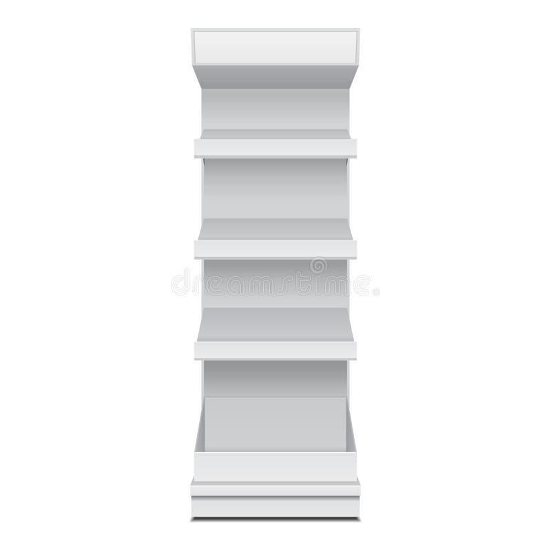 Mockup Blank Empty Showcase Display with Retail Shelves. Front View 3D ...
