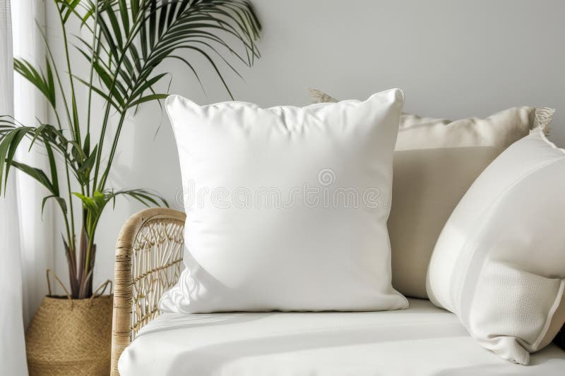 Mockup of Blank Empty White Pillow Stock Illustration - Illustration of ...