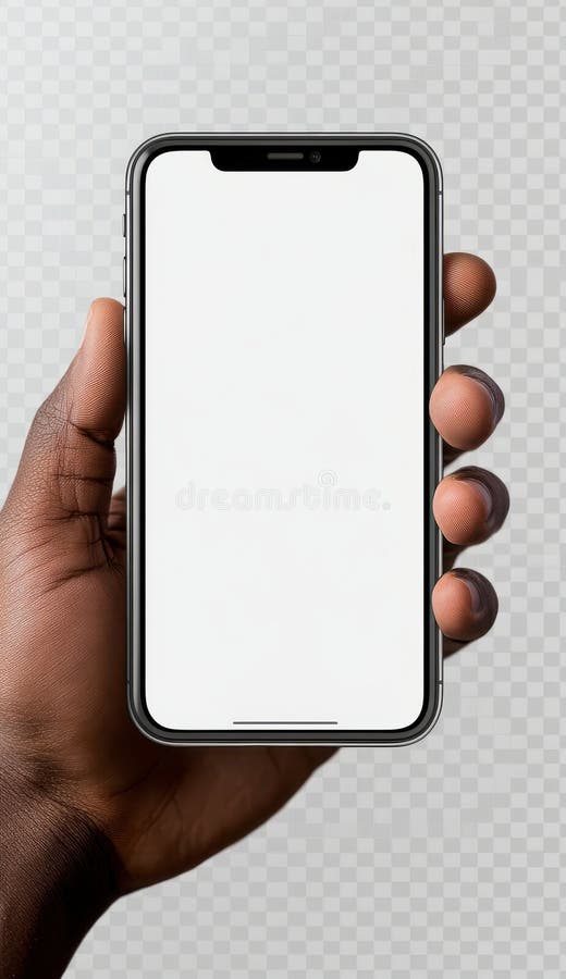 Mockup of a Blank IPhone Screen Held in Hand on a Transparent ...