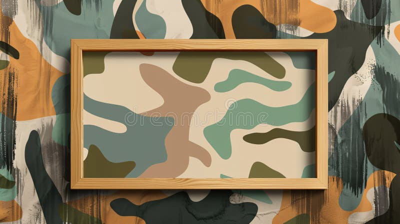 A Mockup of a Blank Photo Frame a Camouflage Patterns Stock ...
