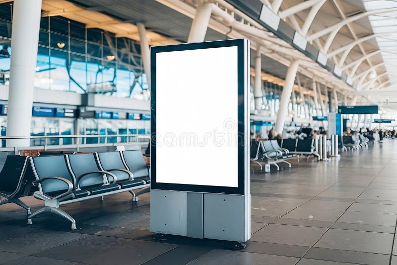Mockup Blank White Billboard Mockup at an Airport Terminal for ...