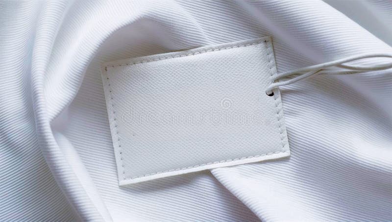 Mockup of a Blank White Leather Tag with Stitched Edges Tied with a ...