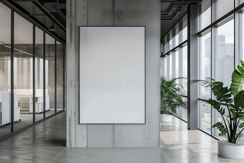 Mockup of a Blank White Poster Displayed in a Modern Office with ...
