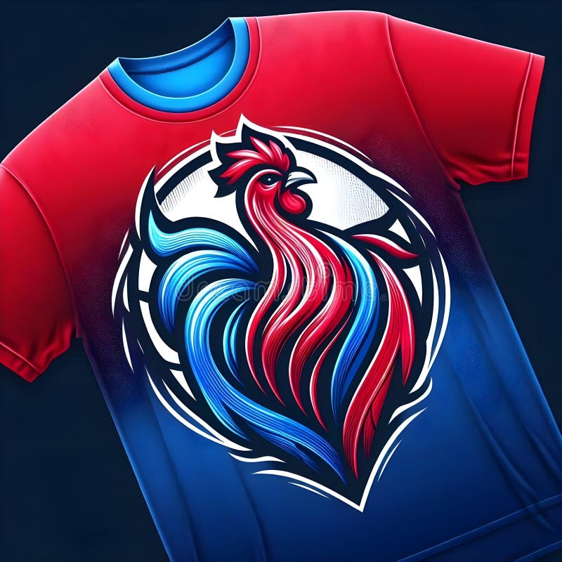 Mockup with Blue and White Logo Design of a Rooster Stock Illustration ...