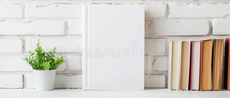 Mockup Book Cover on Bookshelf for Design Projects Stock Illustration ...