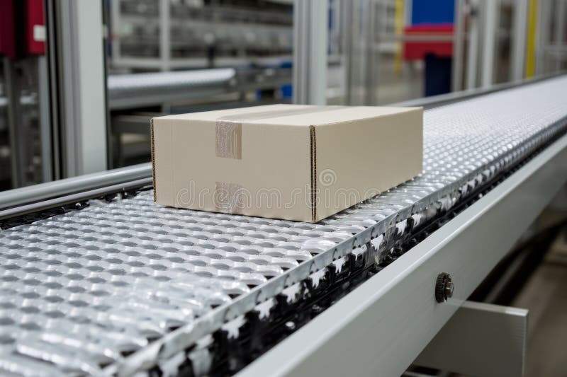 Mockup Boxes on Conveyor Rollers Belt are Ready for Shipping in the ...