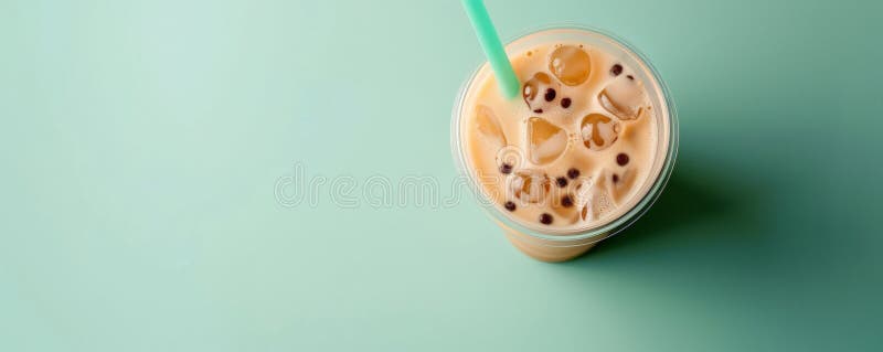Mockup. Bubble Tea on a Light Mint Green Background, Offering a Fresh ...