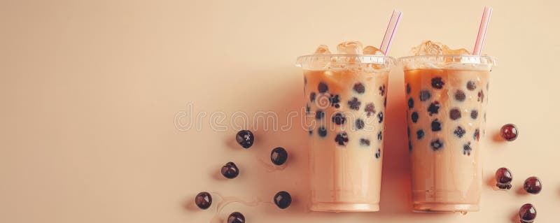 Mockup. Bubble Tea on a Soft Cream Background, Offering a Neutral and ...