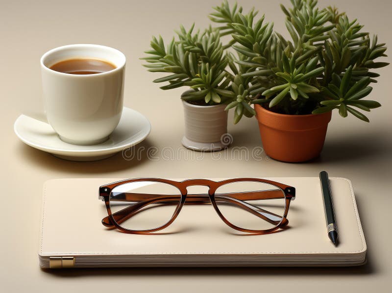 Mockup Business Book on a Table Extreme Closeup. Generative AI Stock ...