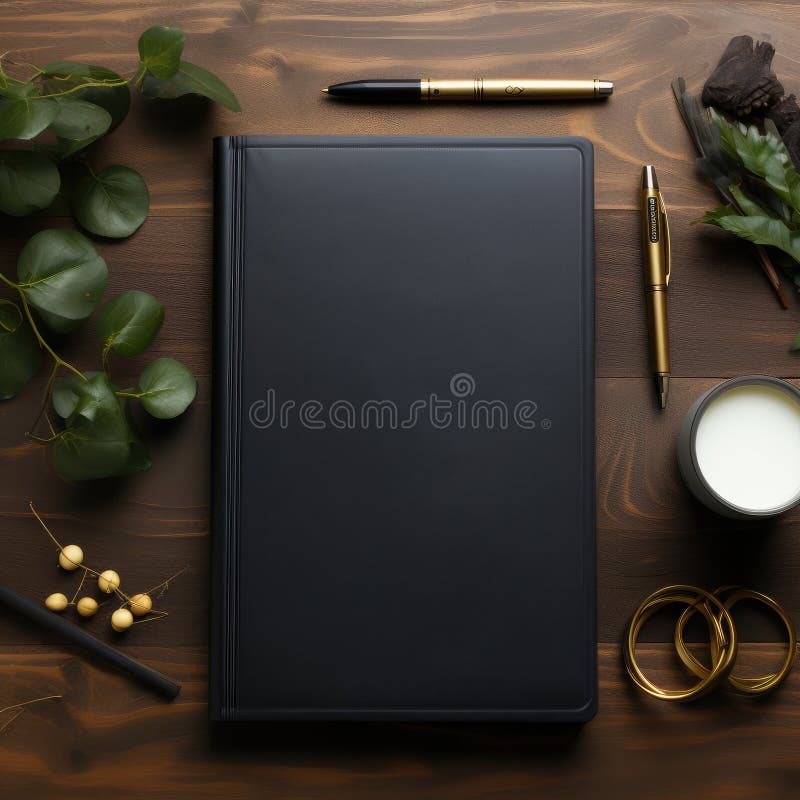 Mockup Business Book on a Table Extreme Closeup. Generative AI Stock ...