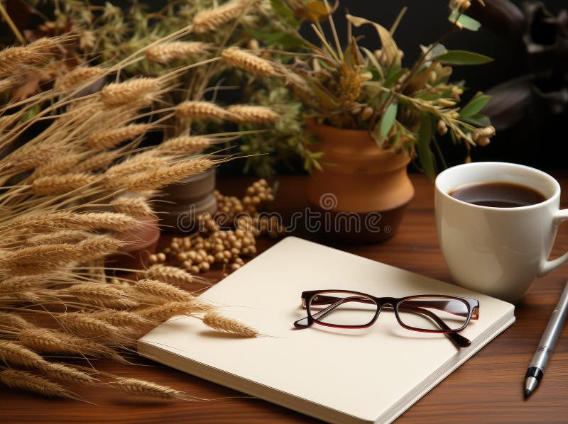 Mockup Business Book on a Table Extreme Closeup. Generative AI Stock ...