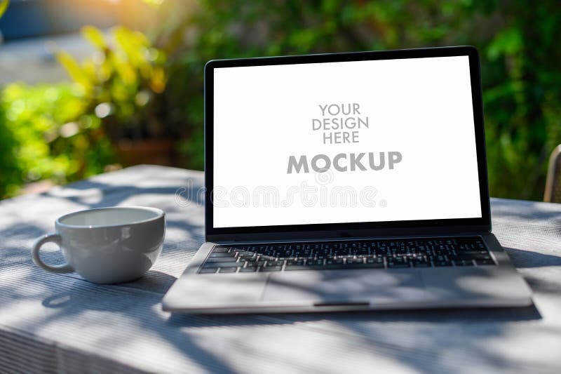 Mockup of Business Man Using Laptop Screen for Your Advertising Text ...
