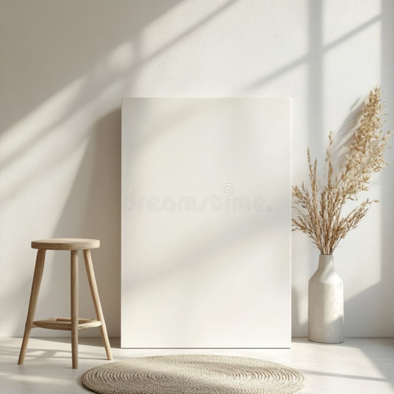 Mockup Artist Canvas in Vertical Format on Red Background. Format Front ...