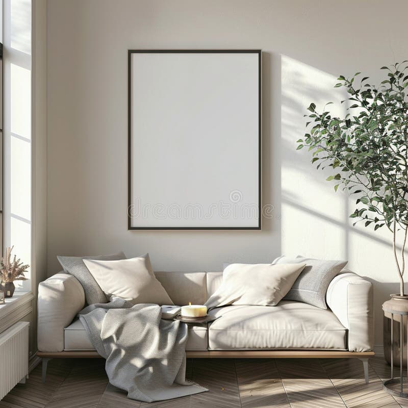 Mockup Artist Canvas in Vertical Format on Beige Background. Format ...