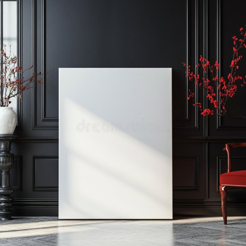 Mockup Artist Canvas in Vertical Format on Black Background. Format ...