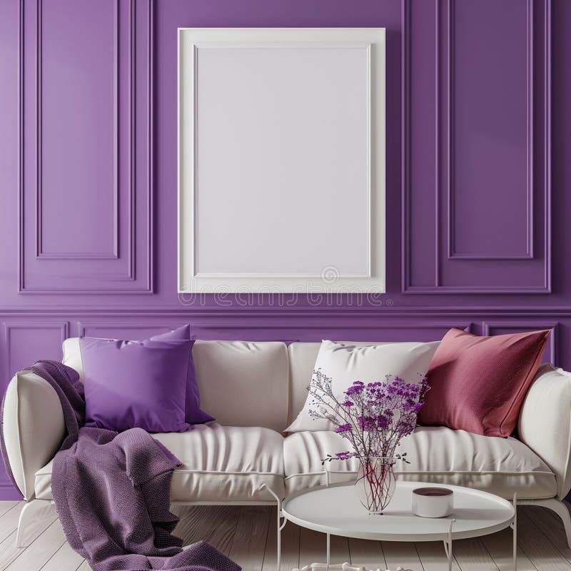 Mockup Artist Canvas in Vertical Format on Purple Background. Format ...