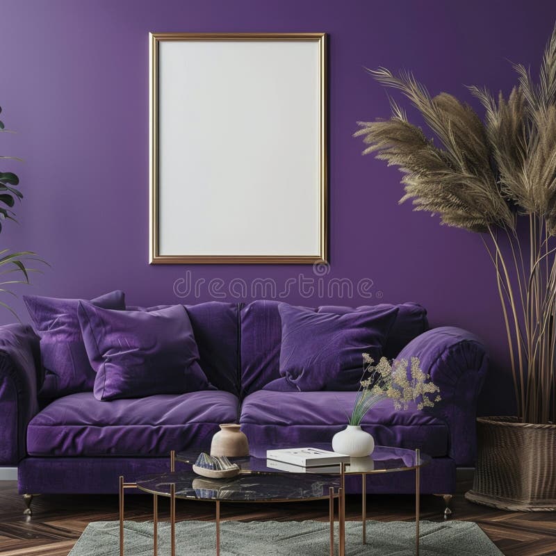 Mockup Artist Canvas in Vertical Format on Purple Background. Format ...