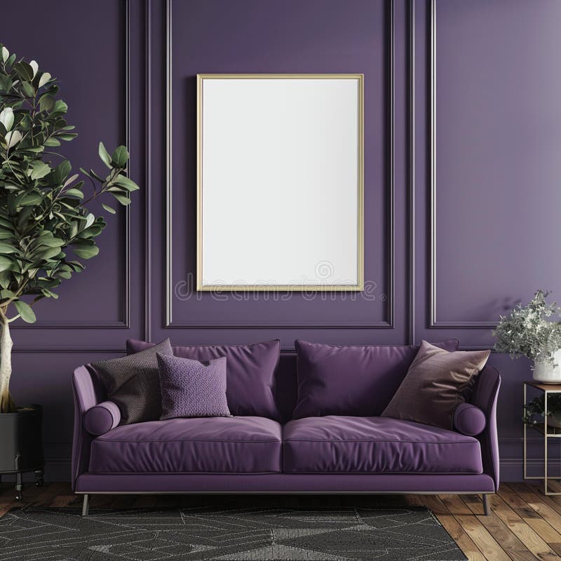 Mockup Artist Canvas in Vertical Format on Purple Background. Format ...