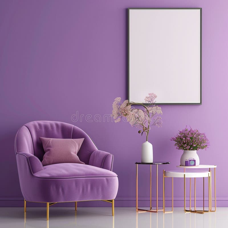 Mockup Artist Canvas in Vertical Format on Purple Background. Format ...