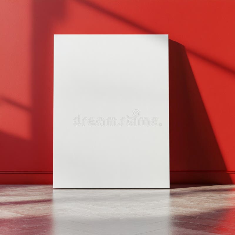 Mockup Artist Canvas in Vertical Format on Red Background. Format Front ...