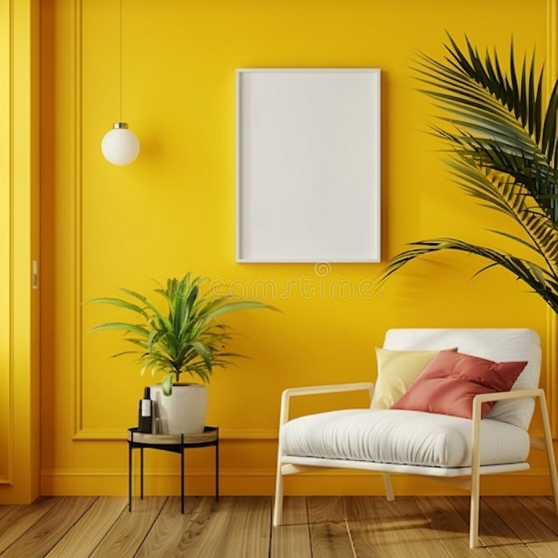 Mockup Artist Canvas in Vertical Format on Yellow Background. Format ...