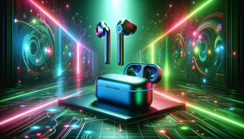 Dynamic Harmony: Wireless Earbuds & Case in Neon Spectacle Stock ...