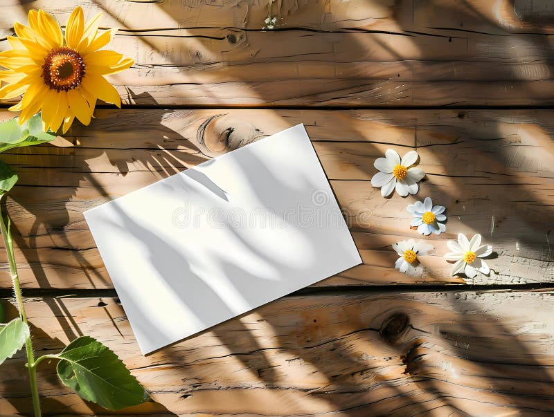 Mockup Card Design with Flowers, Top View, Generated Ai Stock ...