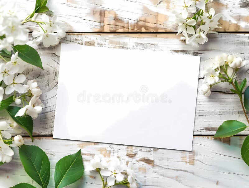 Mockup Card Design with Flowers, Top View, Generated Ai Stock ...