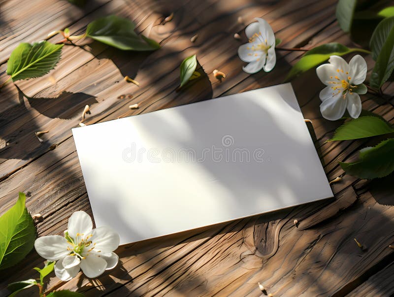 Mockup Card Design with Flowers, Top View, Generated Ai Stock ...