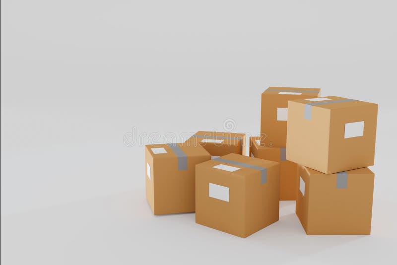 Mockup Cardboard Box Pile of Stack Sealed or Carton Packaging Box ...