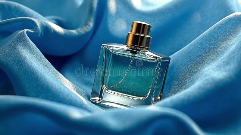 Mockup Clear Glass Packaging Perfume Bottle in Fabric. AI Generative ...