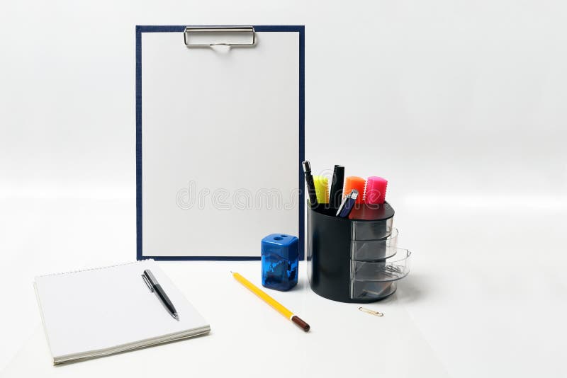 Mockup Clipboard with Other Writing Instruments Stock Photo - Image of ...