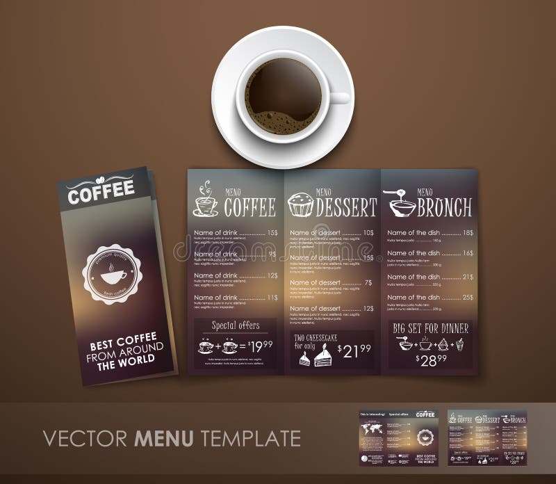 The Mockup of the Coffee Menu with a Cup of Coffee Stock Vector ...