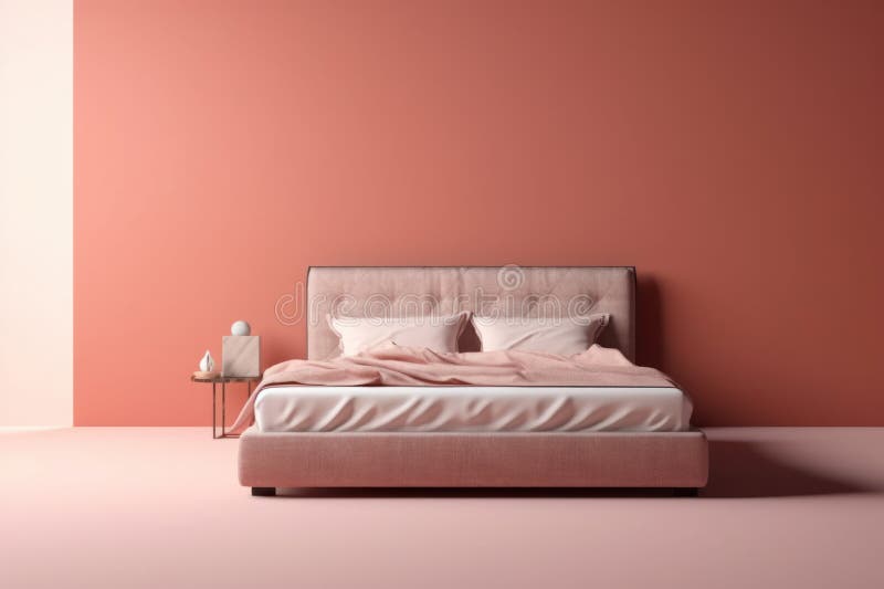 Mockup Commercials Bed Red Wall. Generate Ai Stock Illustration ...