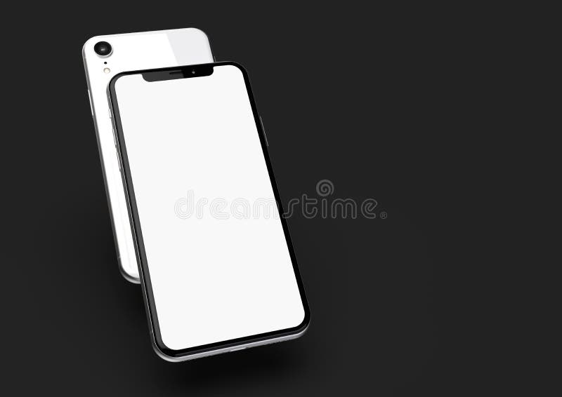 Mockup Composition of IPhone XR Silver, White Screen Editorial Stock ...