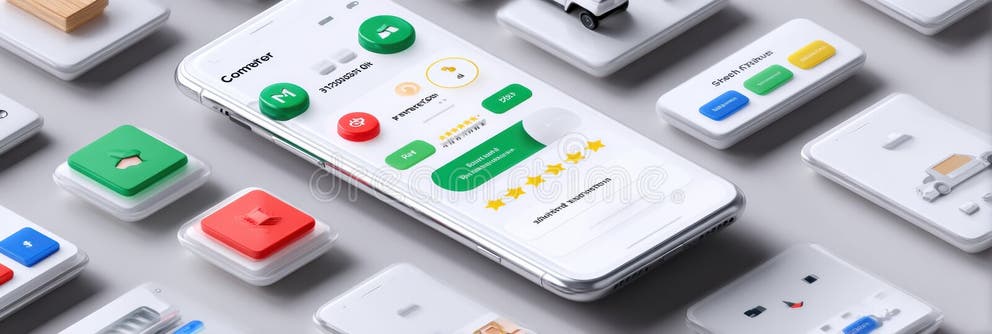 3D Mockup of a Courier App Interface Showing Delivery Completion Rating ...