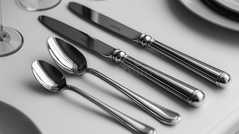 A Mockup of a Cutlery Set for a Fine Dining Experience Stock Photo ...