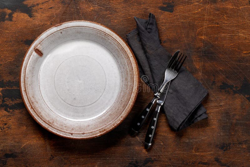 Mockup for a Delicious Meal. Empty Plate on a Table Stock Photo - Image ...