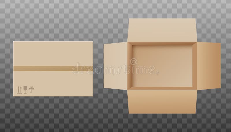 Mockup of Delivery and Packaging Box, Realistic Vector Illustration ...