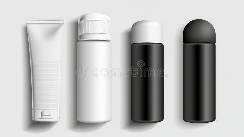 Mockup of Deodorant and Spray Packaging. Modern Set of Realistic 3d ...