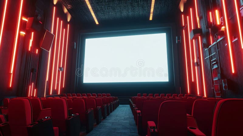 The Mockup Depicts a Cinema with a Blank Screen, Serving As a 3D ...