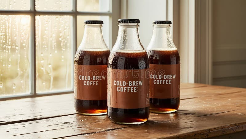 Mockup Design of Coffee Drink in Glass Bottle with Cold Brew Coffee ...