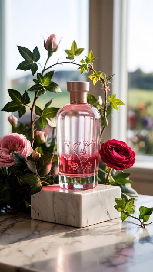 Mockup Design of a Drinking Bottle with an Elegant Design and a Rose ...