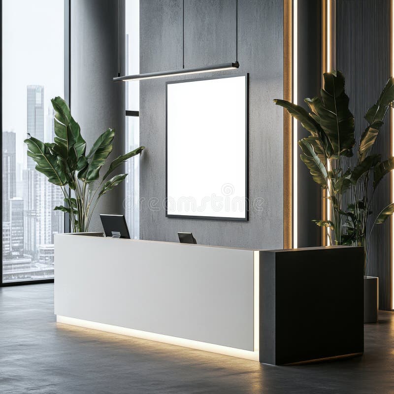 Mockup Design for Vertical Framing, White, Empty Frame with Office ...