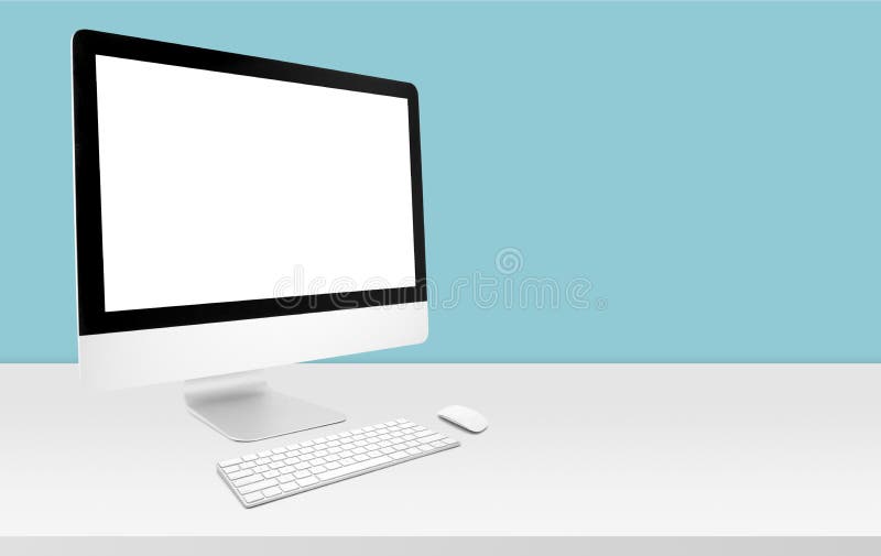 Mockup Desktop Computer Display Blank Screen on Desk in Office ...