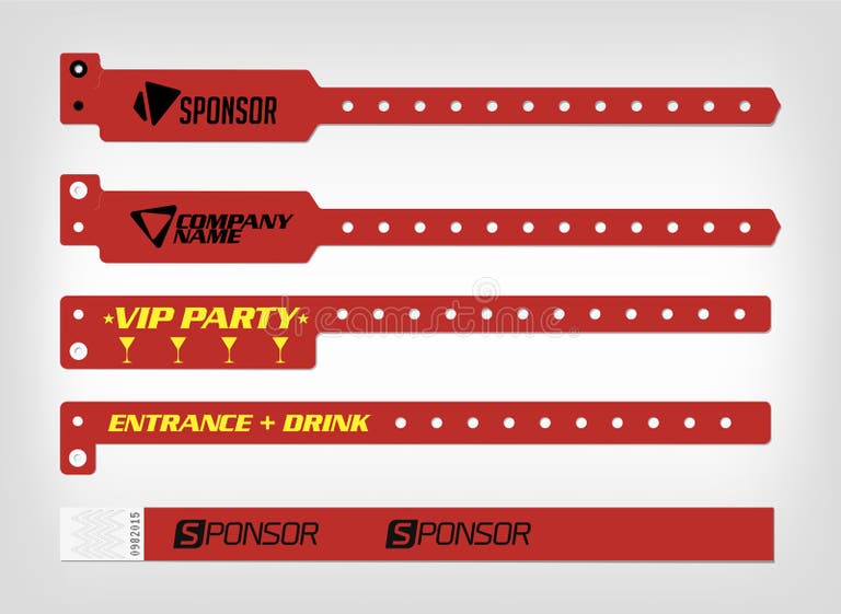 Mockup of Different Types of Bracelet. Suitable for Security Access ...