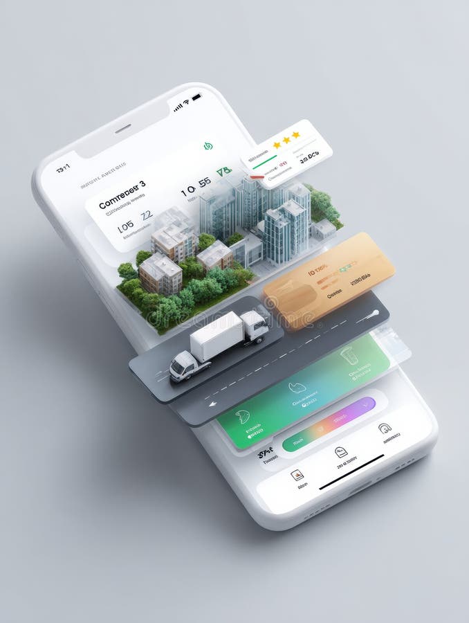 3D Mockup of a Courier App Interface Showcasing Delivery Rating and ...