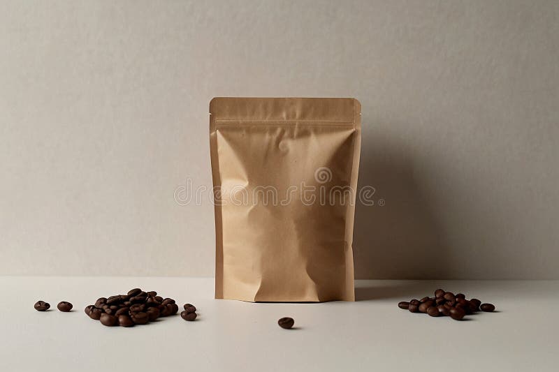 Ai Generated. Mockup Eco-friendly Coffee Packet Coffee Beans on Table ...