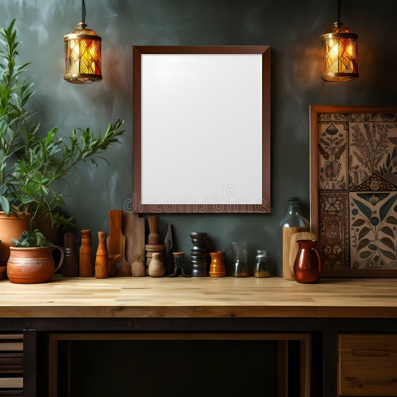 Mockup Empty Frame on Realistic Setting for Product Display ...