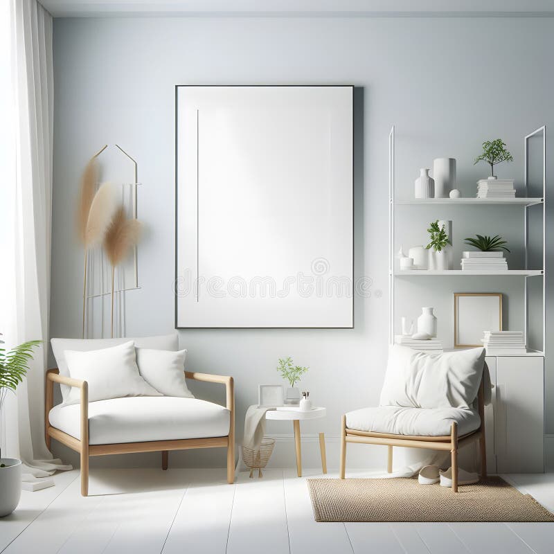 Mockup with Empty Photo Frame in the Background, Bright, Minimal, a ...